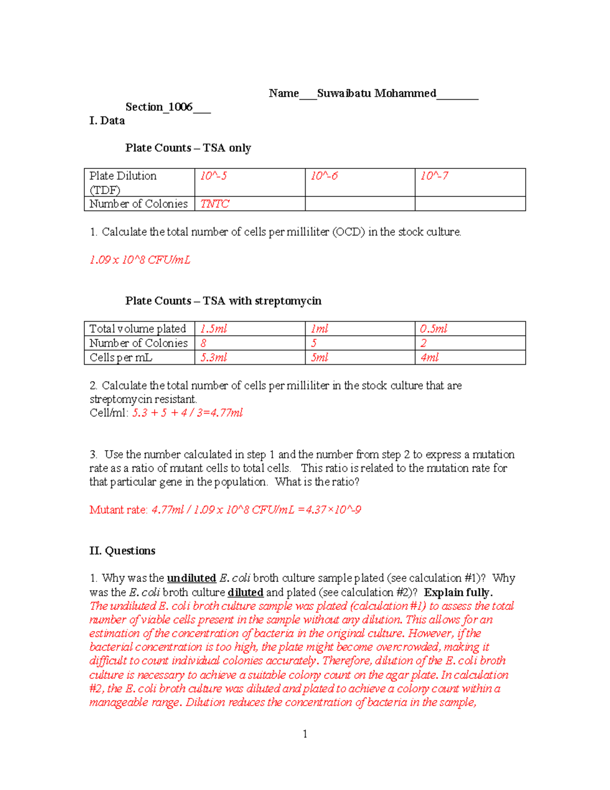 Chapter 10 Selection of Mutants part II Revised 06122023 - Name___Suwaibatu Mohammed ...