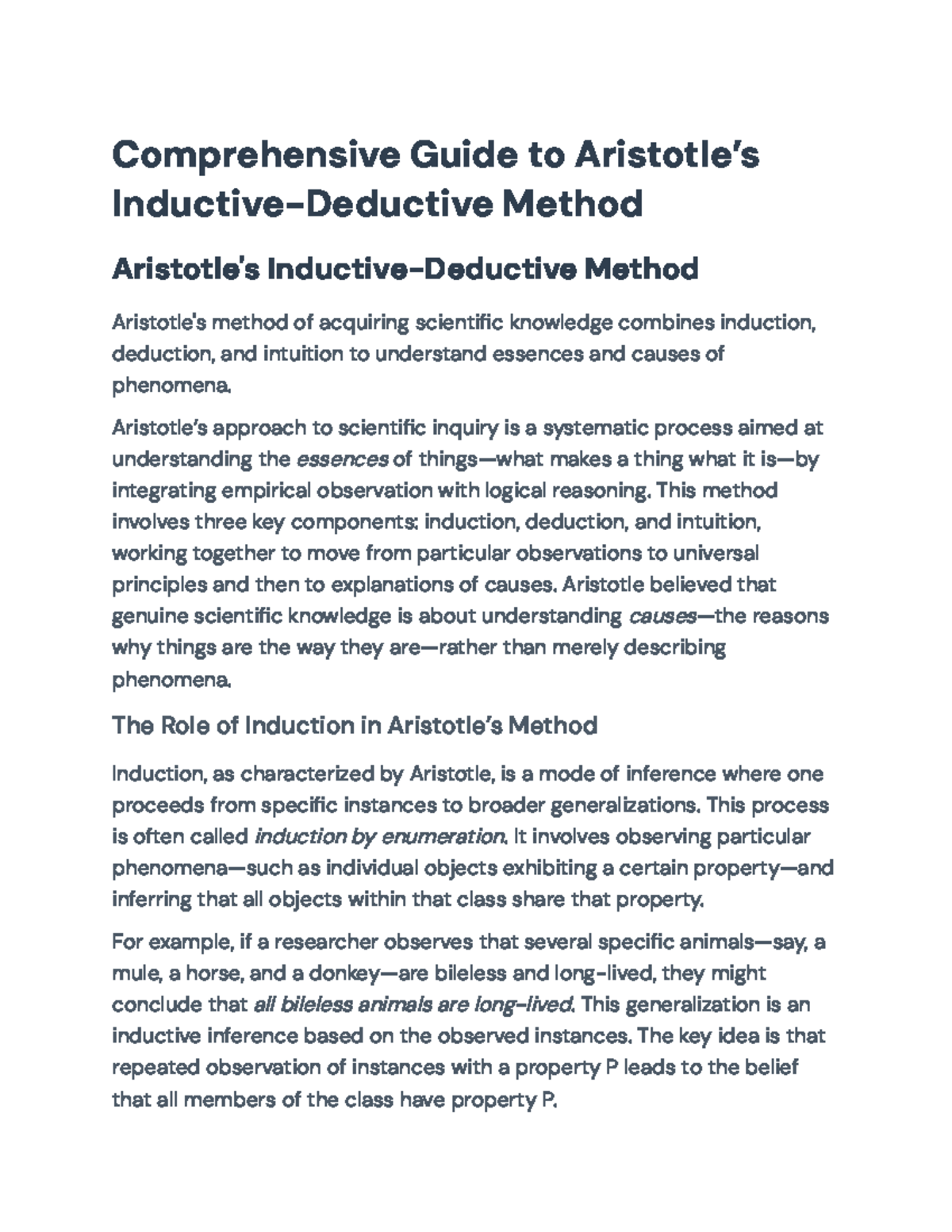 Comprehensive Guide to Aristotle's Inductive-Deductive Method (PHIL 101 ...