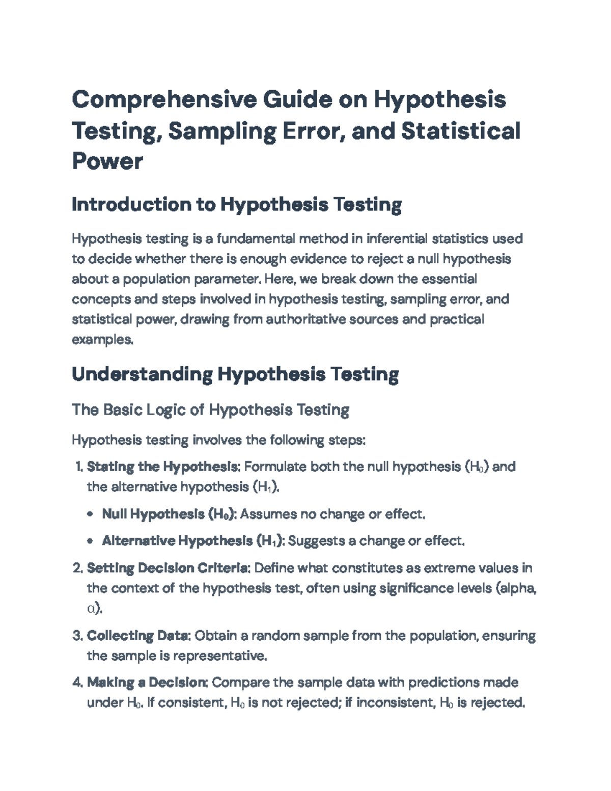 Comprehensive Guide to Hypothesis Testing & Statistical Power (STAT 101 ...