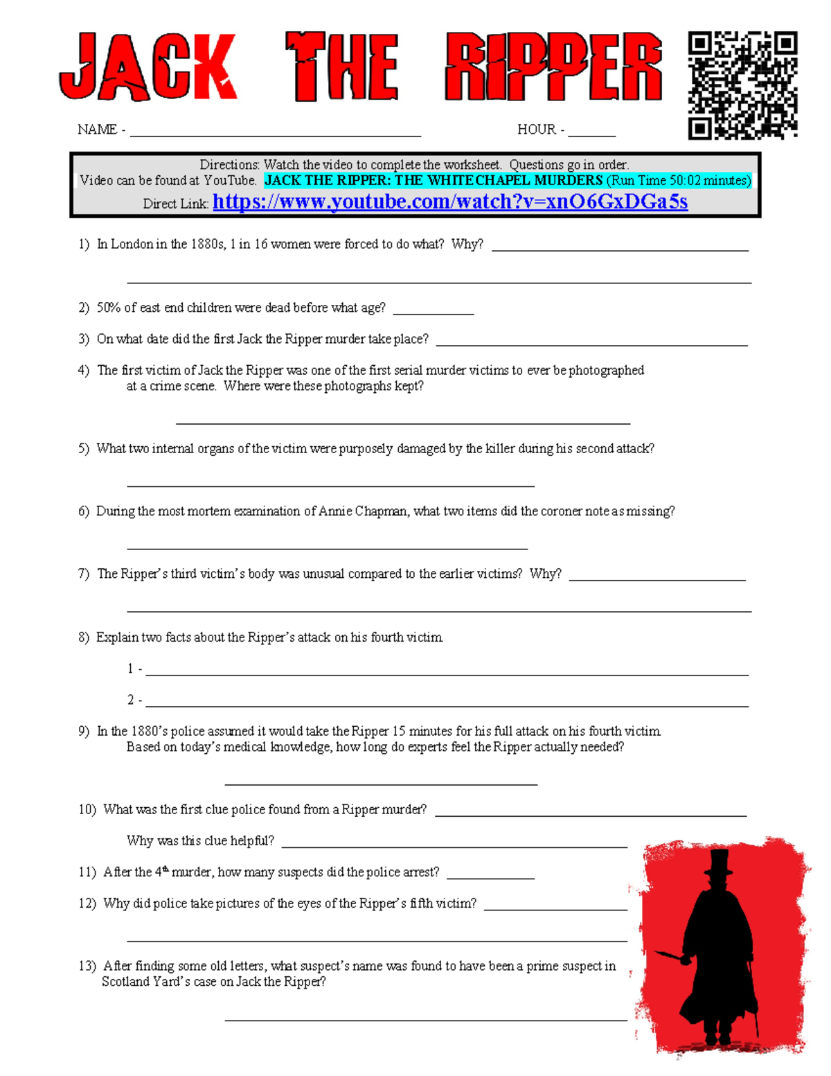 Forensic Video Worksheet: Analyzing the Jack the Ripper Case - Studocu