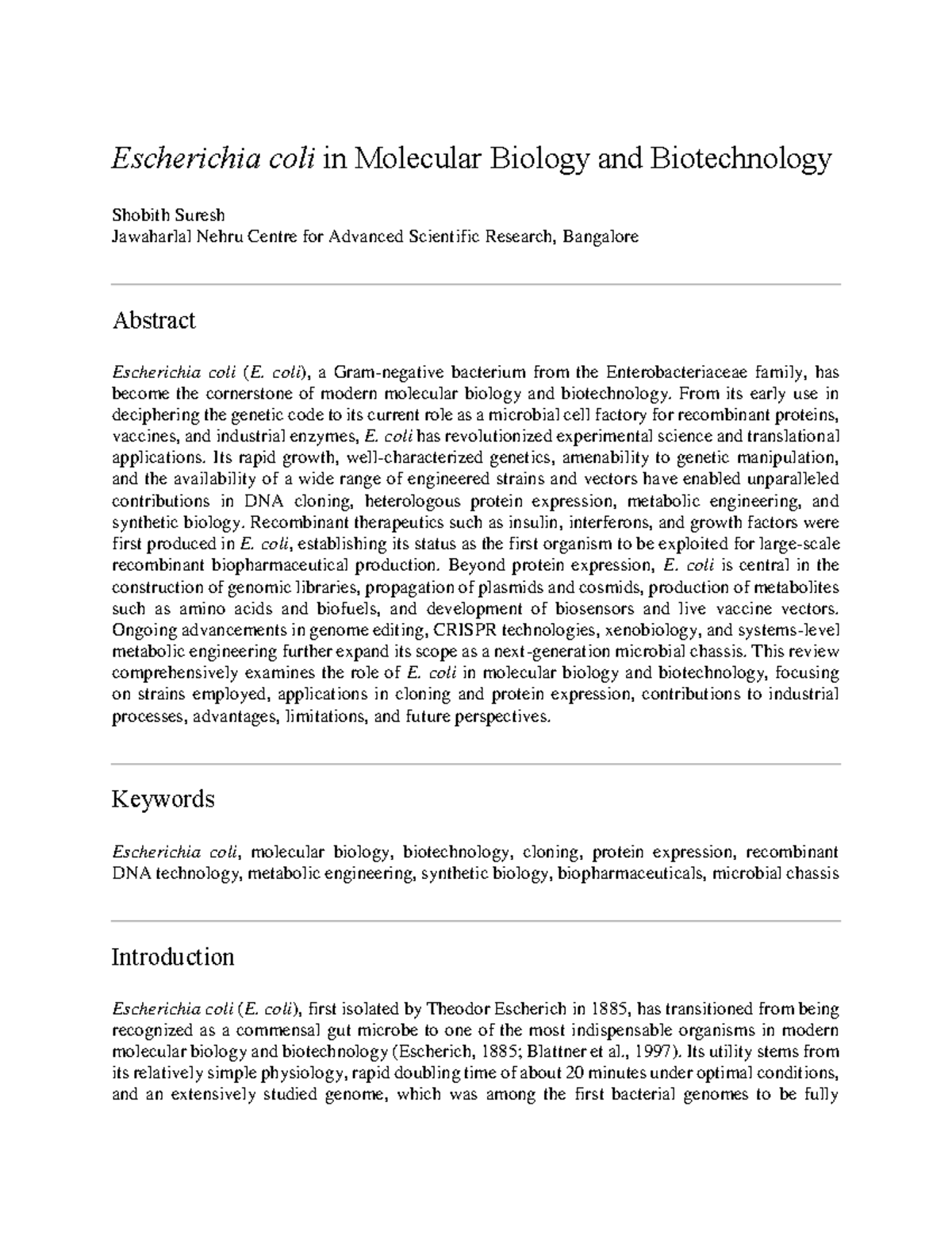 E. coli in Molecular Biology & Biotechnology: Assignment Notes - Studocu