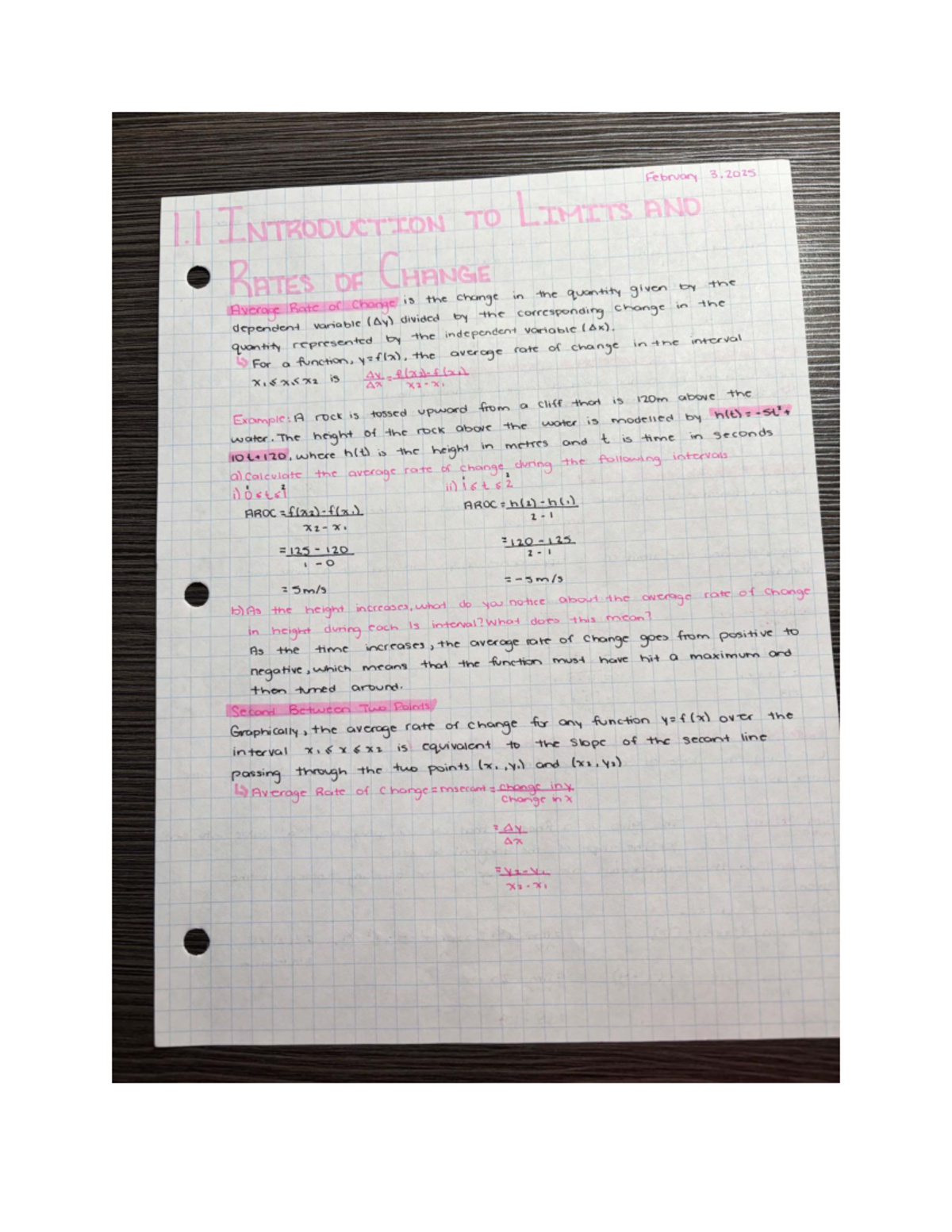 1.1 Calculus Notes: Limits and Rates of Change Analysis - Studocu