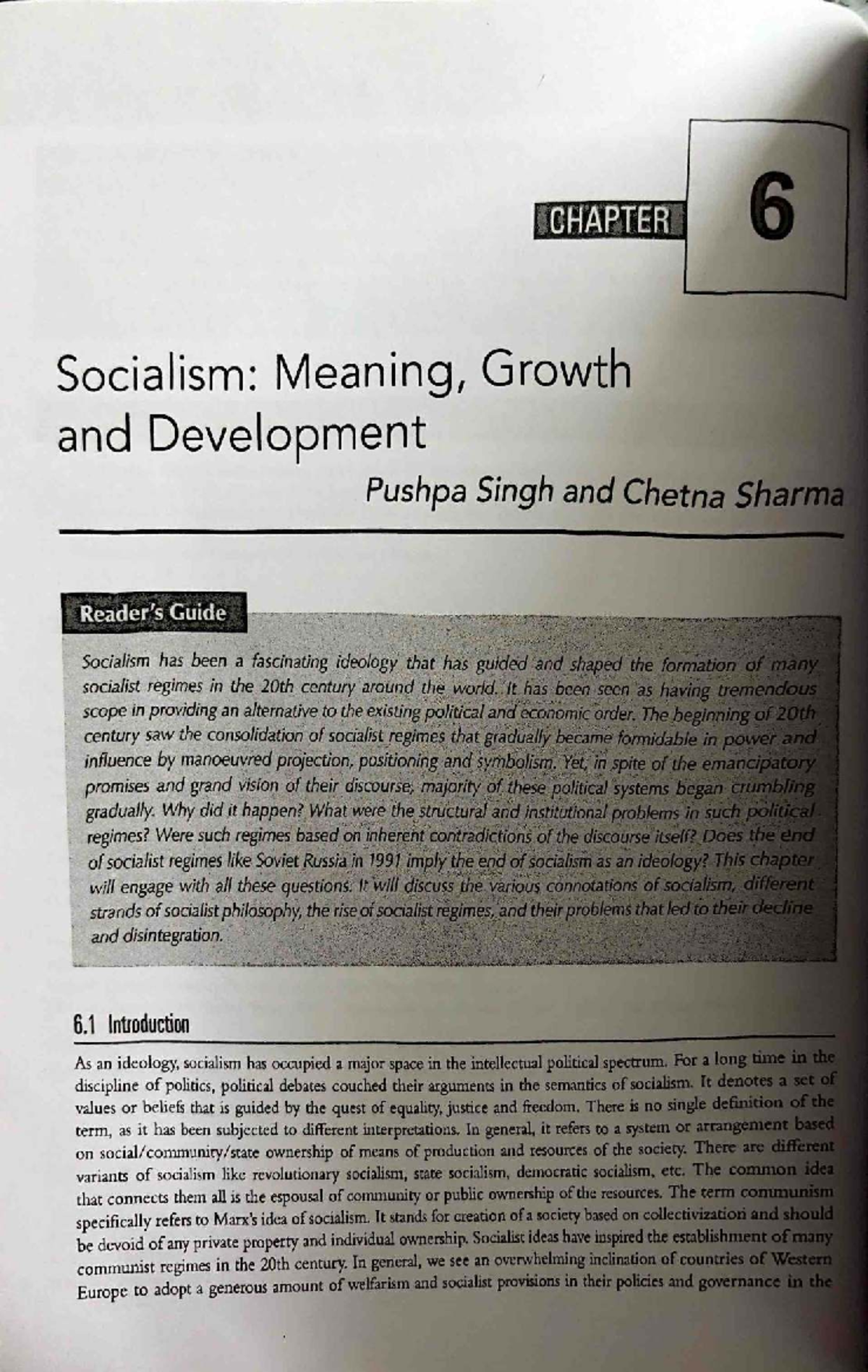 CHAPTER 6: Socialism - Meaning, Growth, and Development (ECO 101) - Studocu