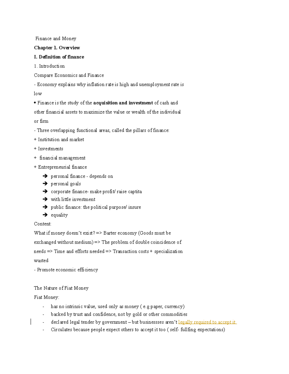 Finance and Money Chapter 1: Overview of Key Concepts - Studocu