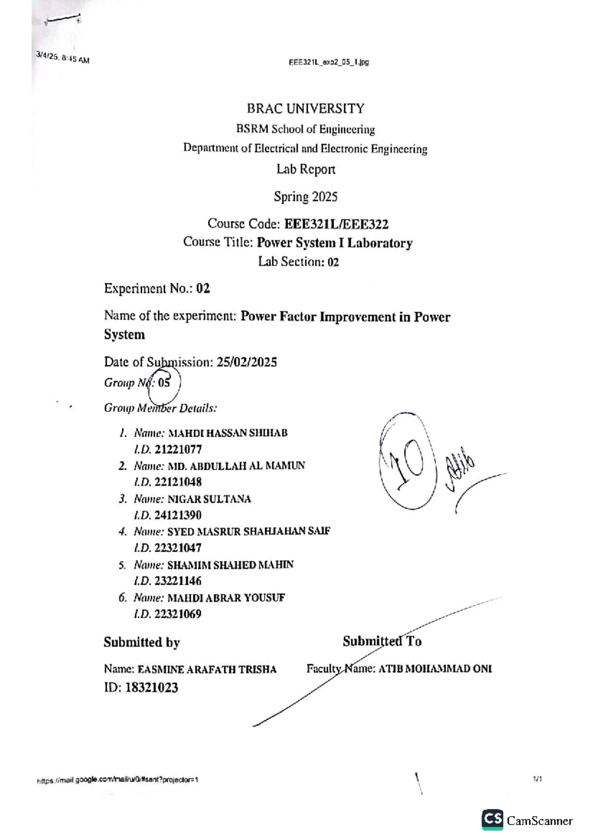 EEE321L Lab Report: Power Factor Improvement in Power System Experiment ...