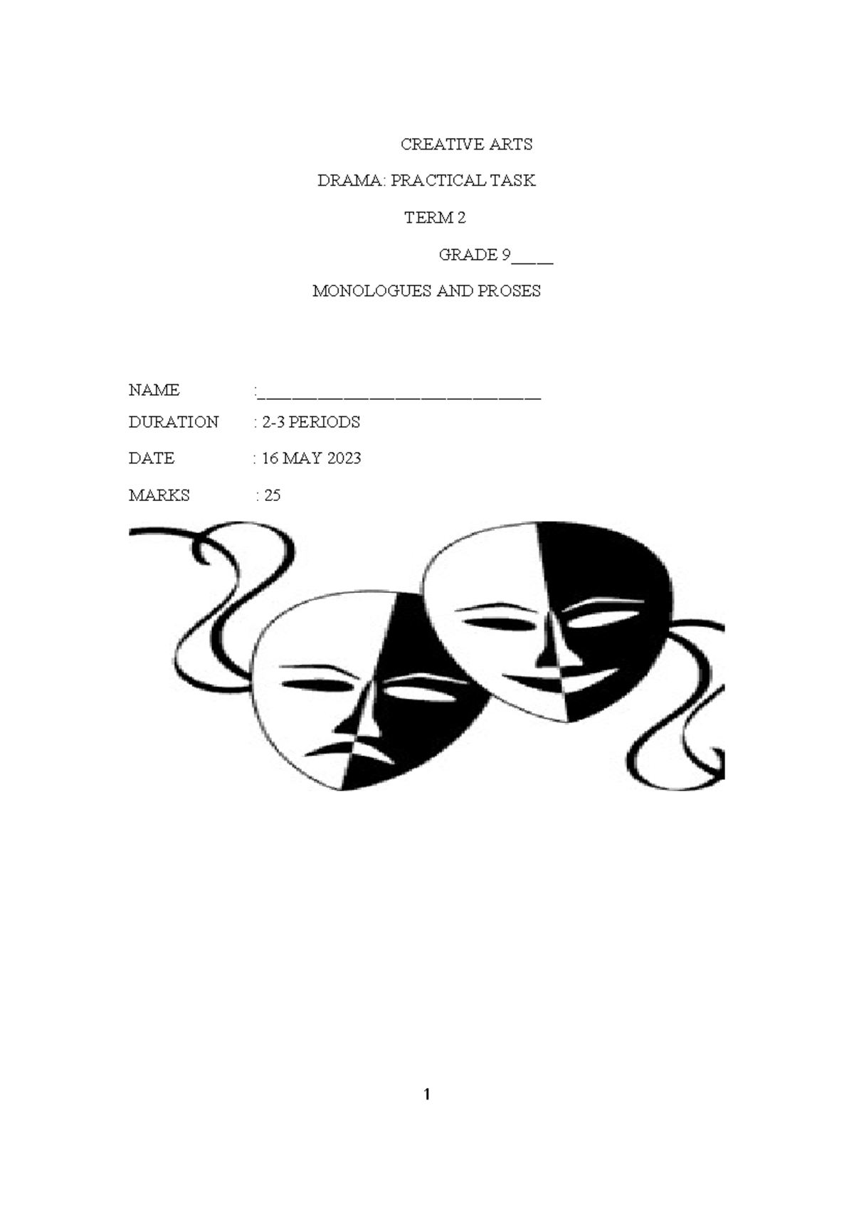 G9 Drama: Creative arts practical task - Monologues and prose ...
