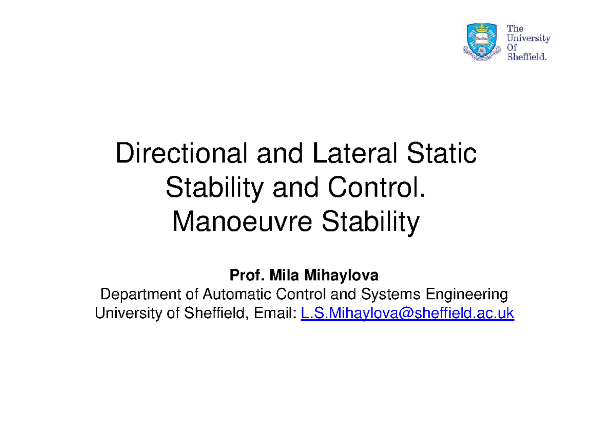 L5 Directional and Lateral Static Stability Manoeuvre Stability 2019 ...