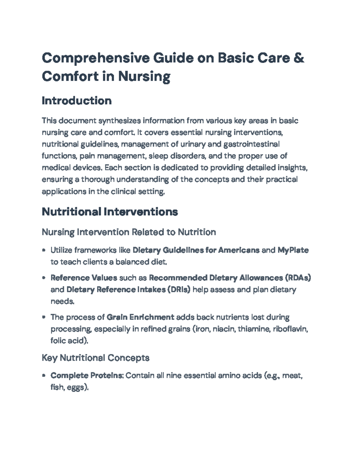 Comprehensive Guide on Basic Nursing Care & Comfort Management ...