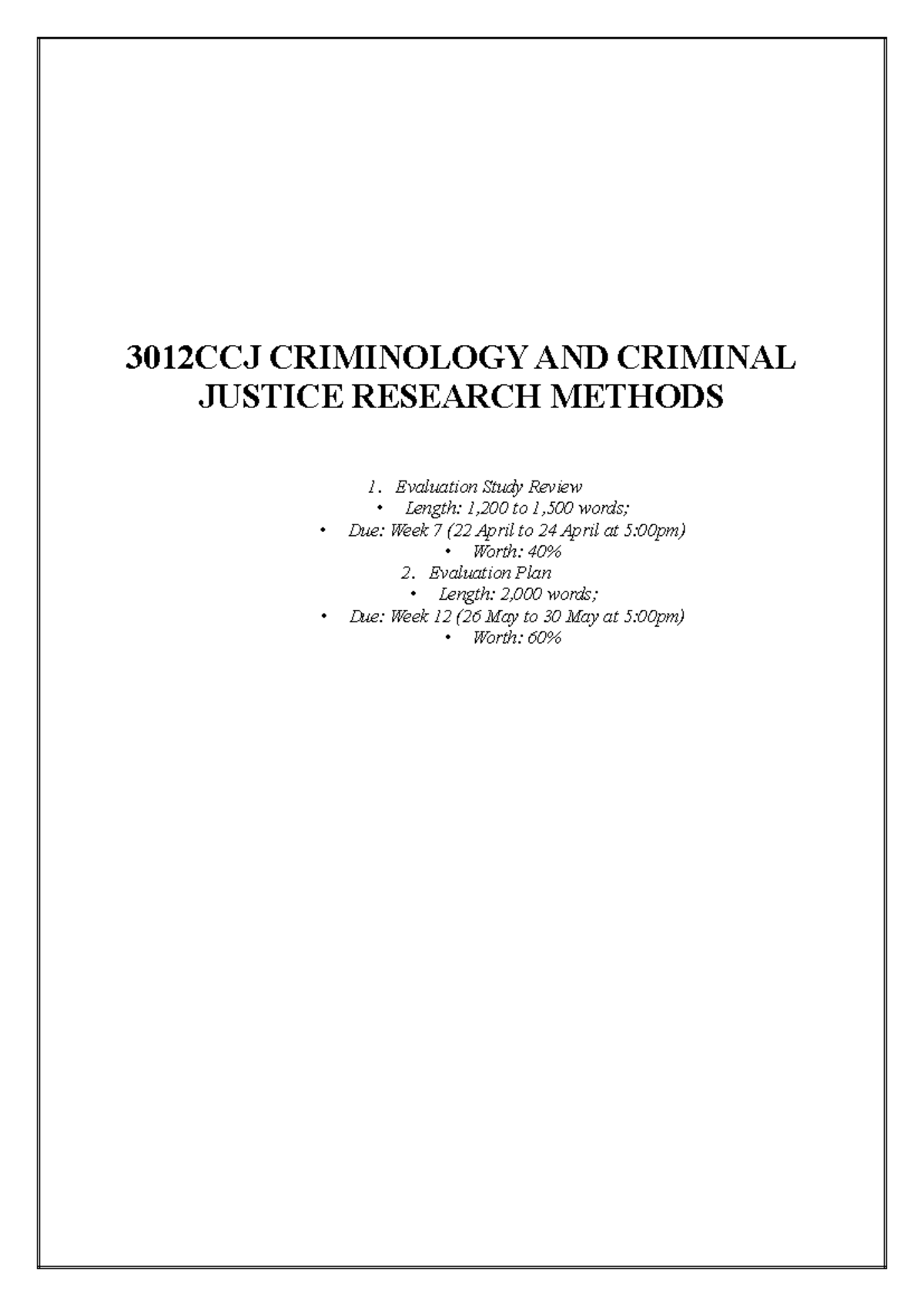 3012CCJ Criminology AND Criminal Justice Research Methods - 3012CCJ CRIMINOLOGY AND CRIMINAL ...