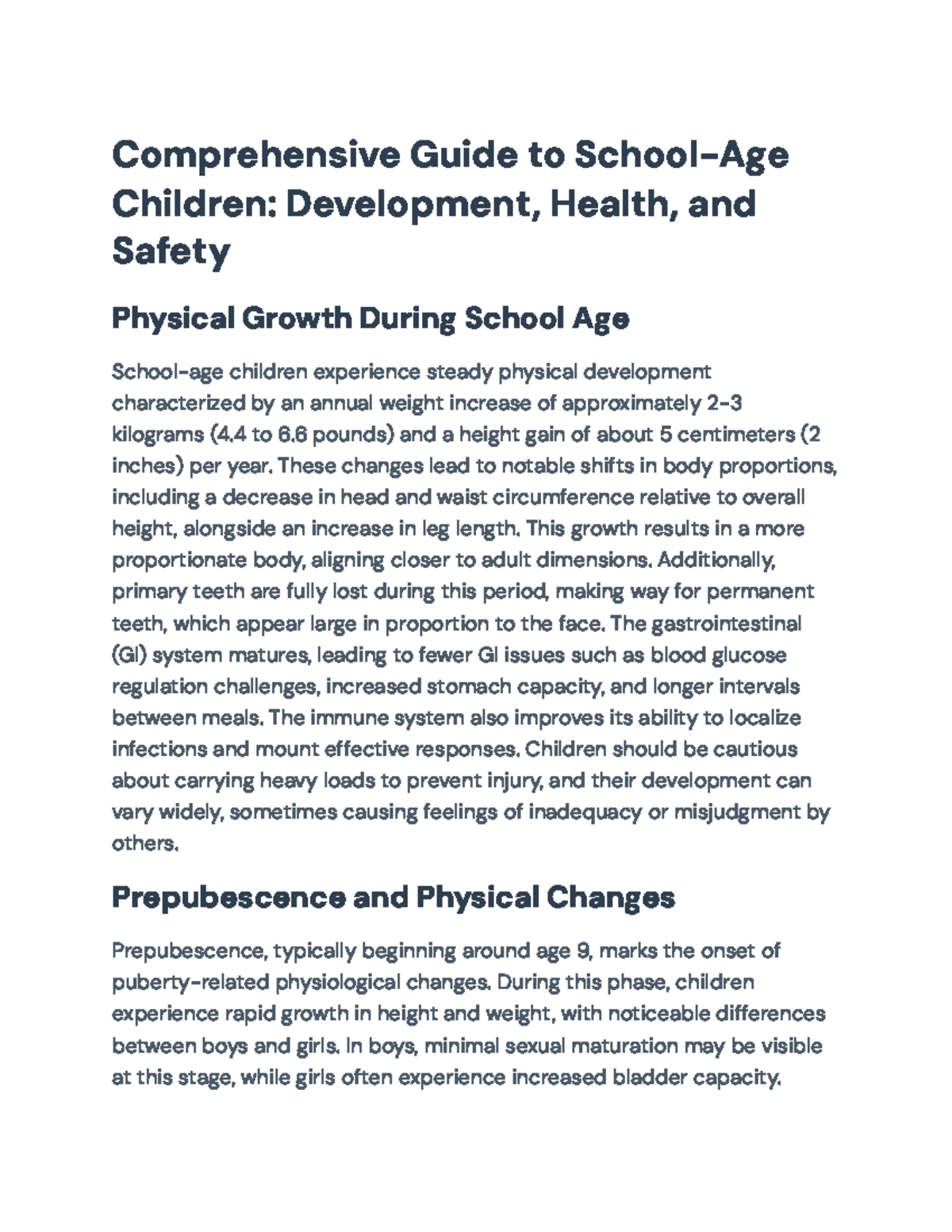 Comprehensive Guide to Development, Health, and Safety for School-Age ...