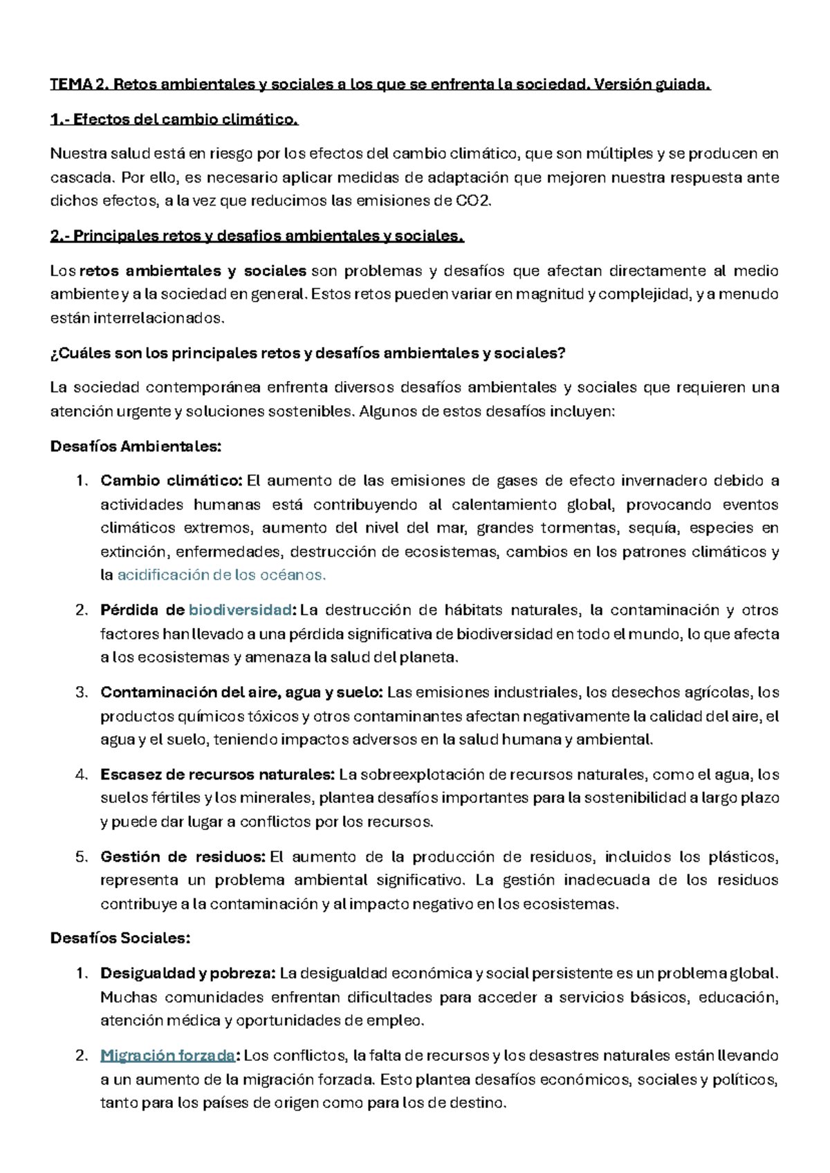 TEMA 2: Retos Ambientales y Sociales en la Sostenibilidad - Apuntes ...