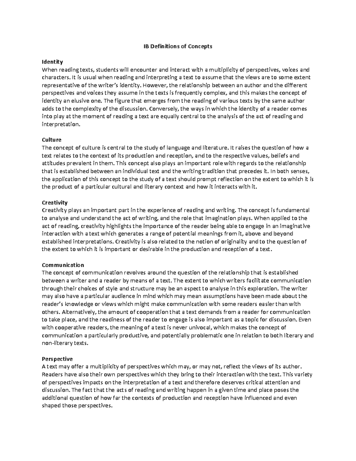 IB Language and Literature: Seven Key Concepts Explored - Studocu