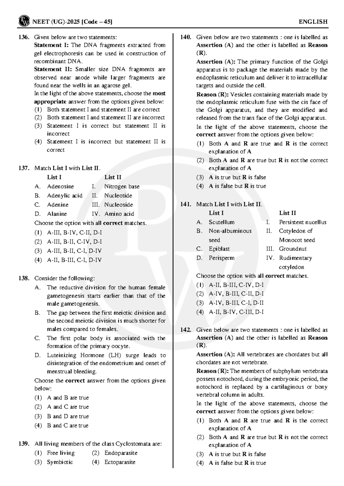 NEET 2025 Zoology: Previous Year Questions and Answers - Studocu