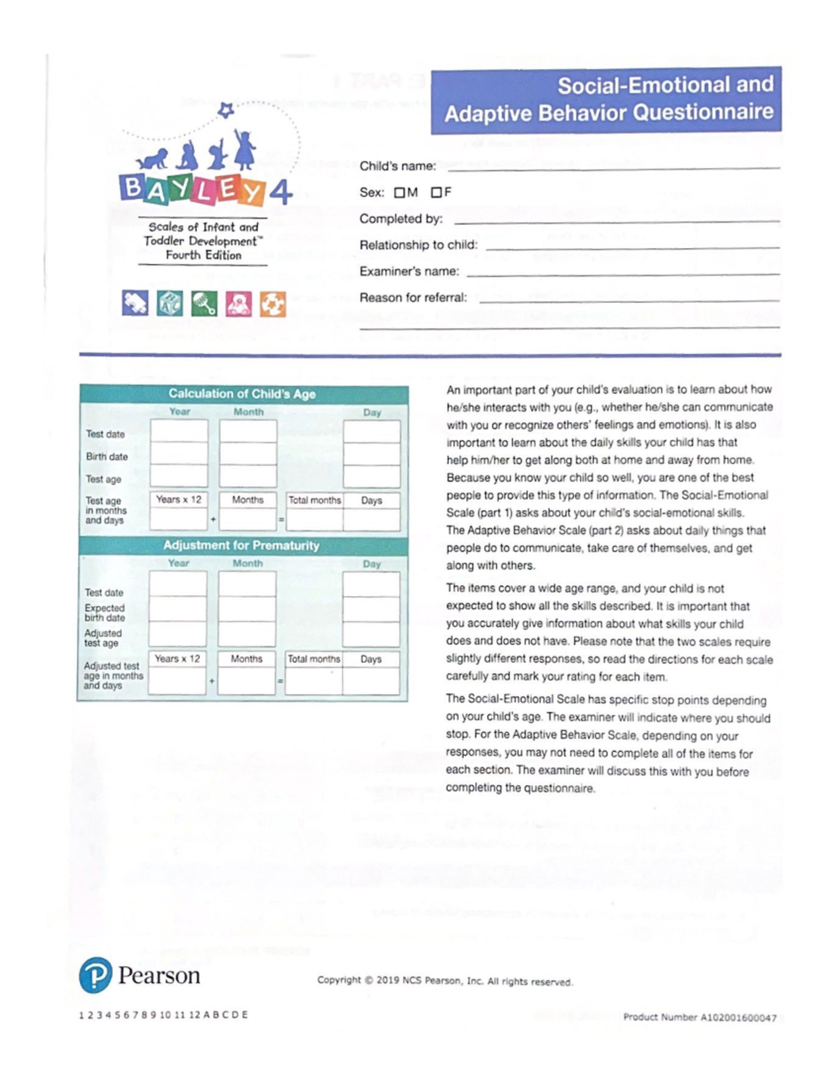 Bayley 4 Social-Emotional & Adaptive Behavior Questionnaire Guide - Studocu