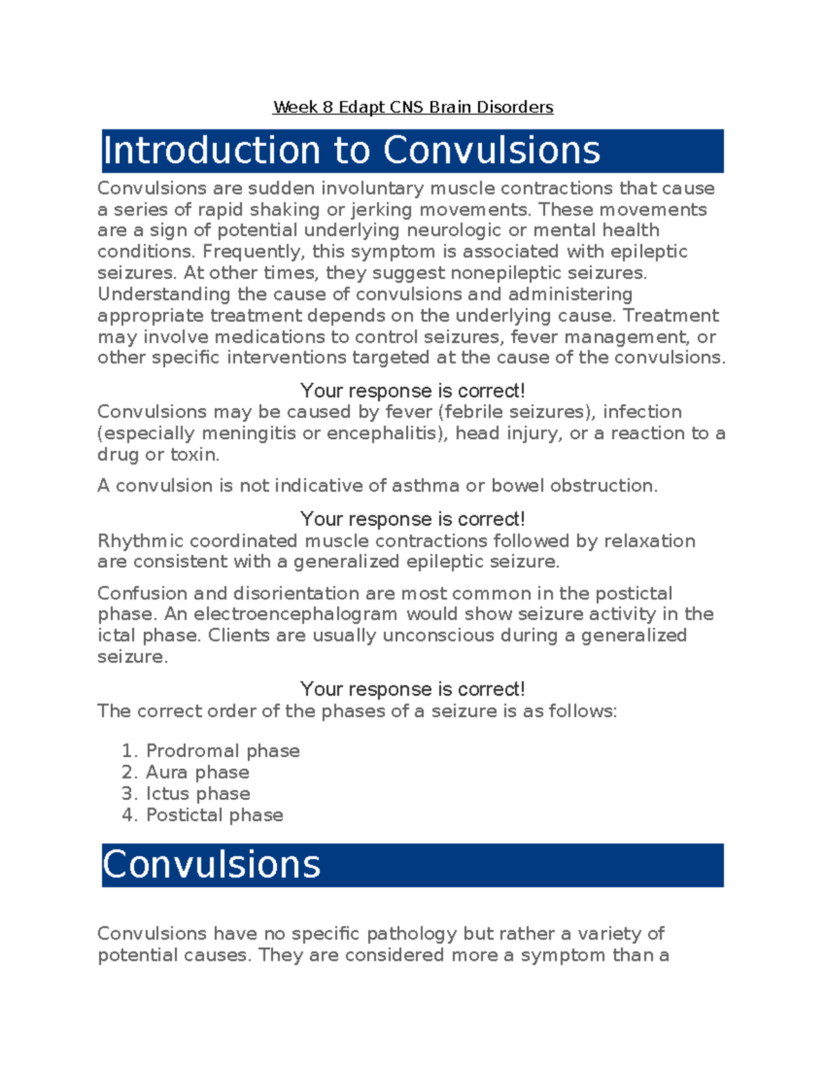 Week 8 Edapt CNS Brain Disorders: Understanding Convulsions and ...