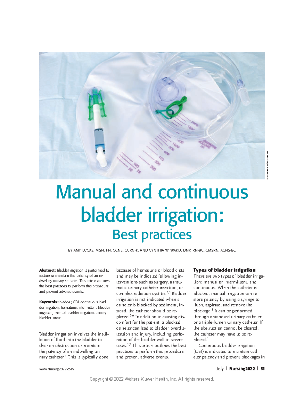 Best Practices for Manual and Continuous Bladder Irrigation in Nursing ...