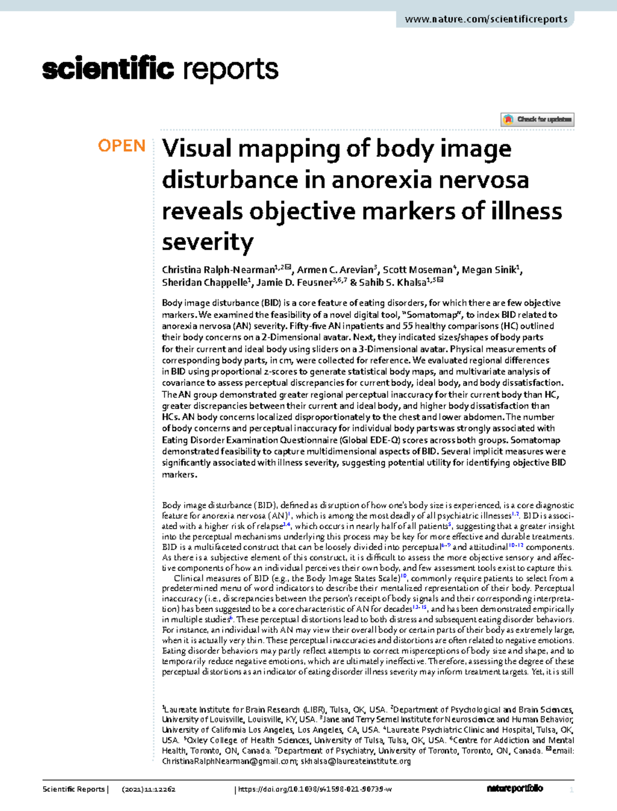Anorexia Nervosa: Visual Mapping of Body Image Disturbance in AN - Studocu