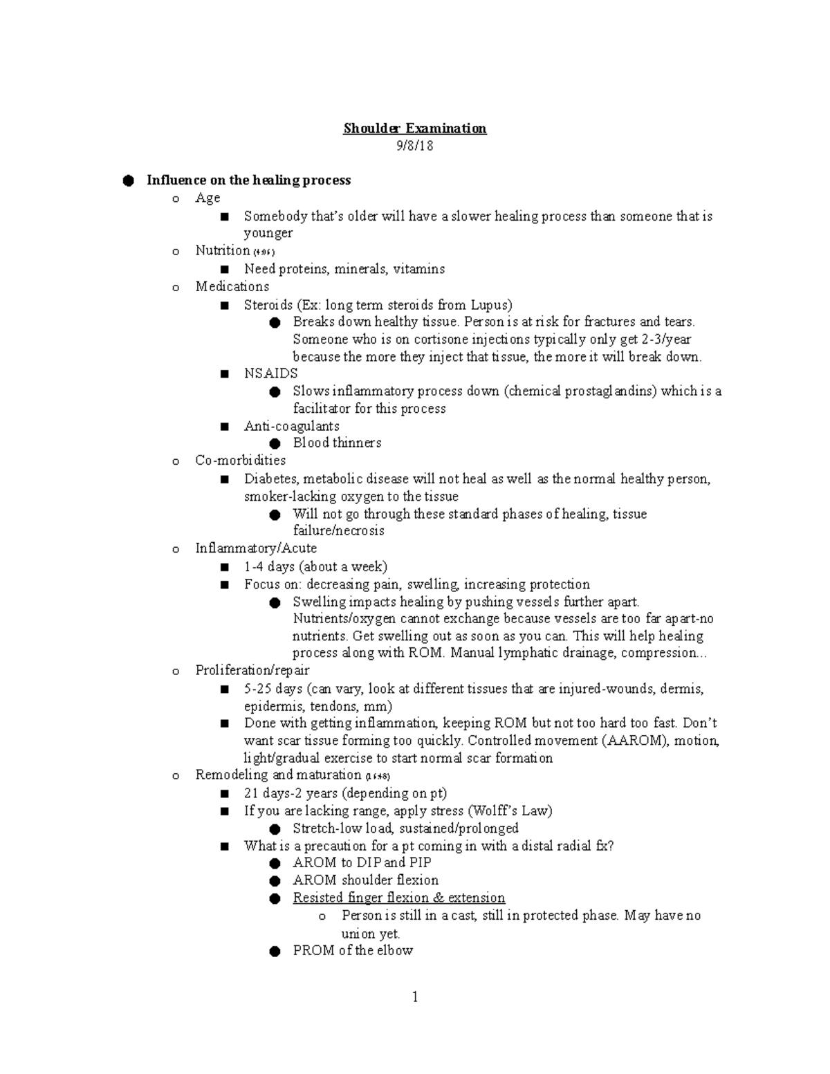 Shoulder Examination - Lecture notes 7 - Shoulder Examination 9/8 ...