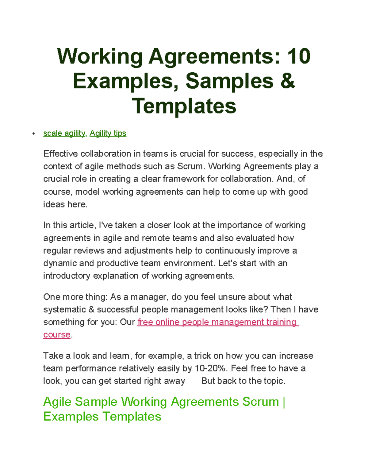 Agile Working Agreements: 10 Examples & Templates for Teams - Studocu