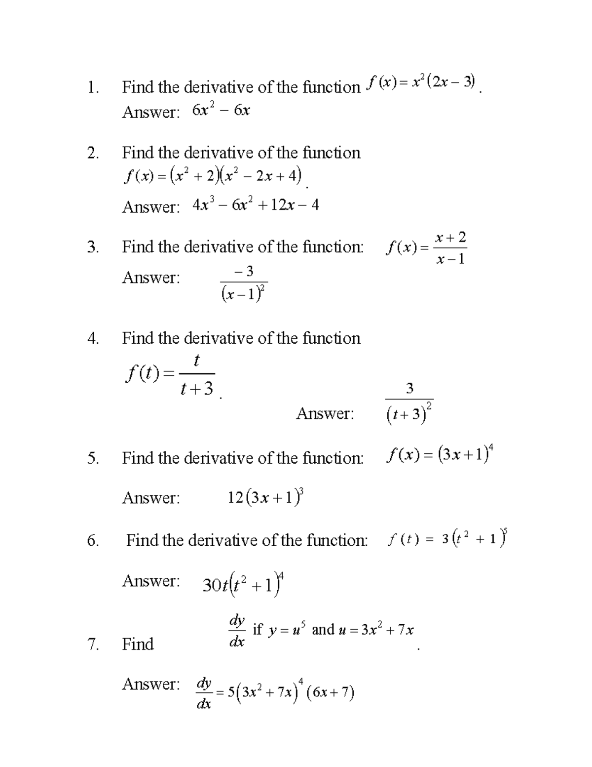 Revision 2: Derivatives & Marginal Functions (MATH 101) - Studocu
