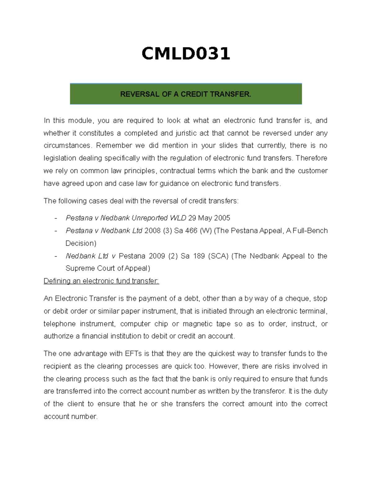 4A. Exploring Reversal of Electronic Fund Transfers in Banking Law ...