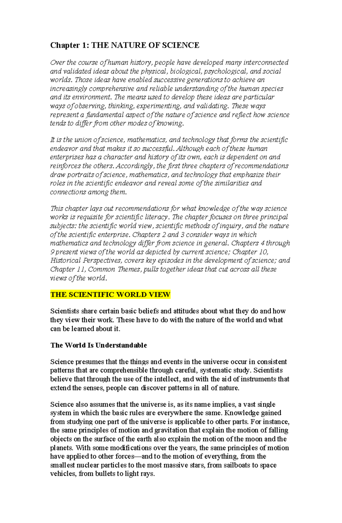Chapter 1: Understanding the Nature of Science - Studocu