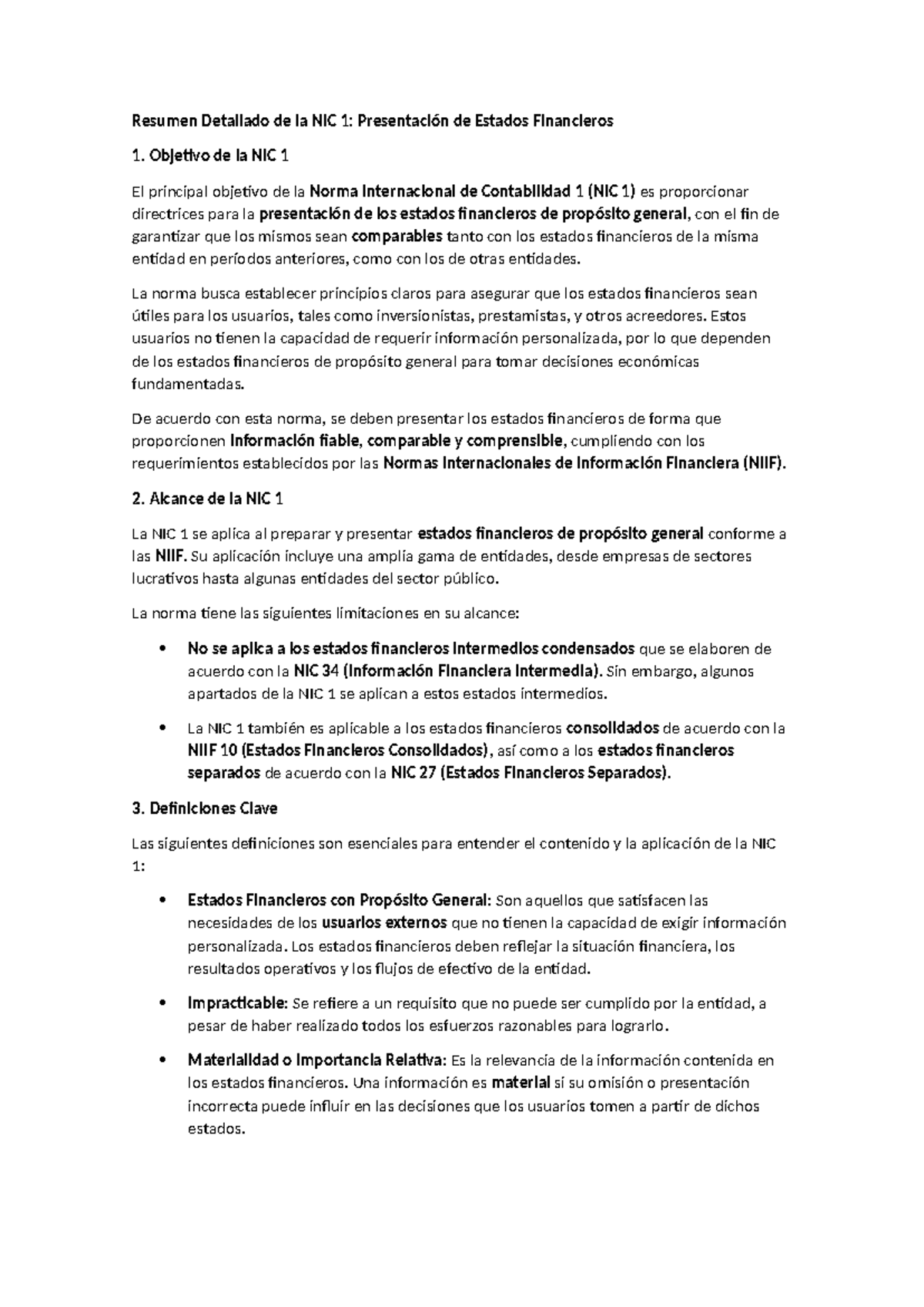 Resumen Detallado de la NIC 1: Presentación de Estados Financieros ...