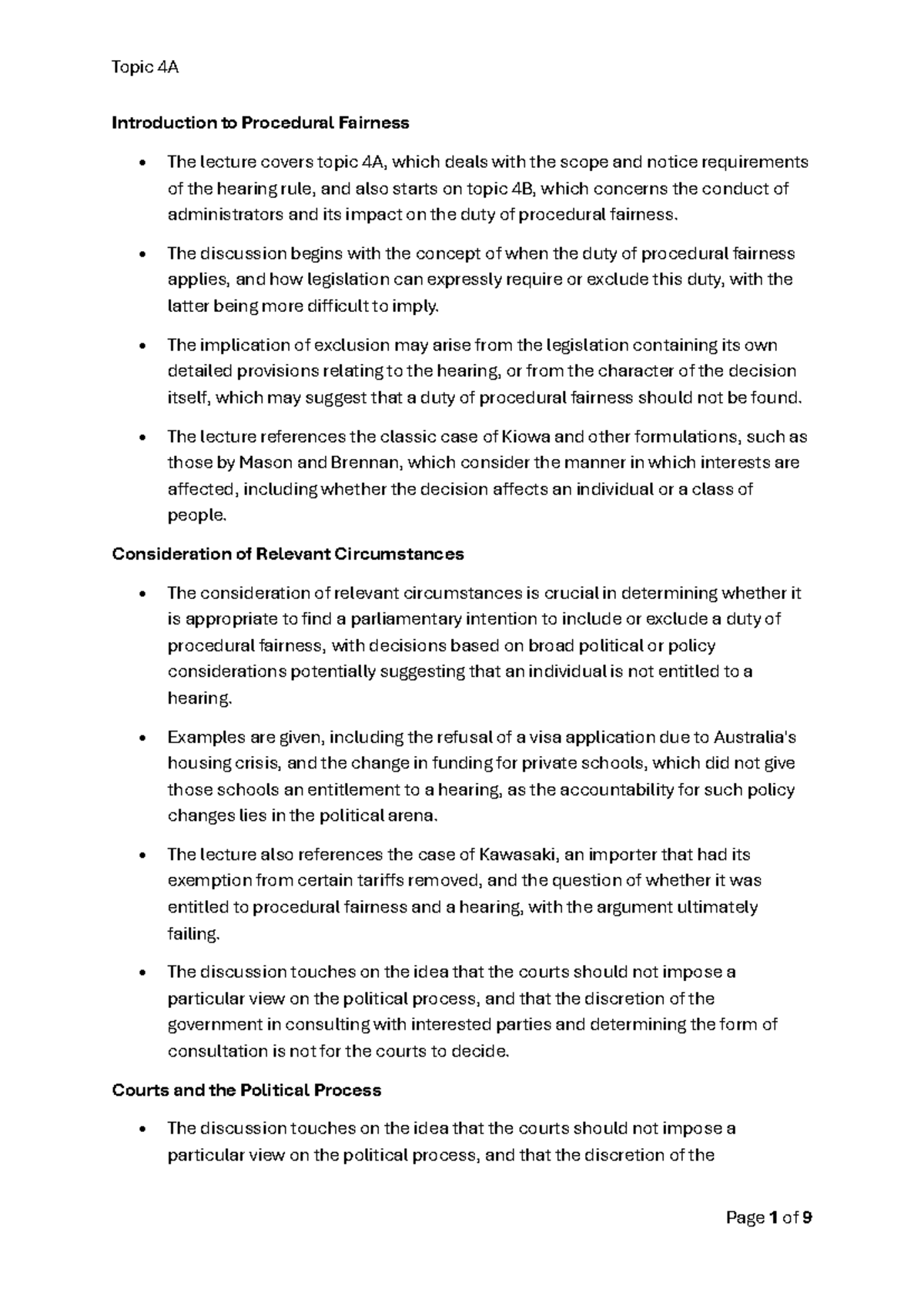 Introduction to Procedural Fairness: Lecture 4A Insights - Studocu
