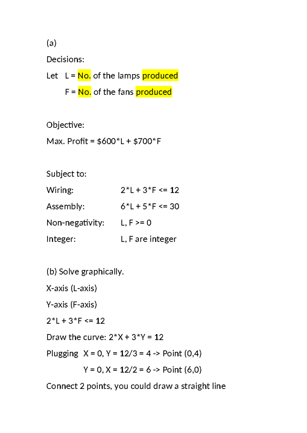 Optimization of Lamp and Fan Production: Tutorial 10 - Studocu