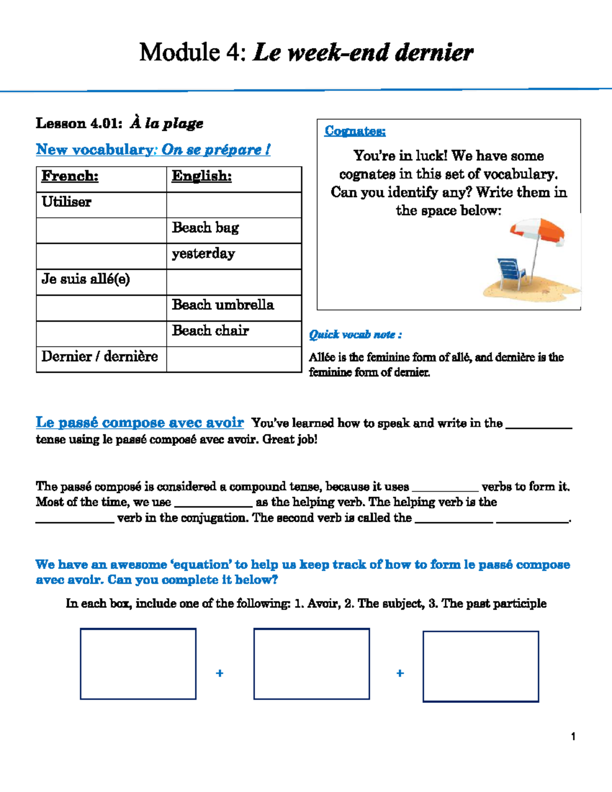 Module 4: Lesson 4.01-4.07 Notes on Le Passé Composé - Studocu