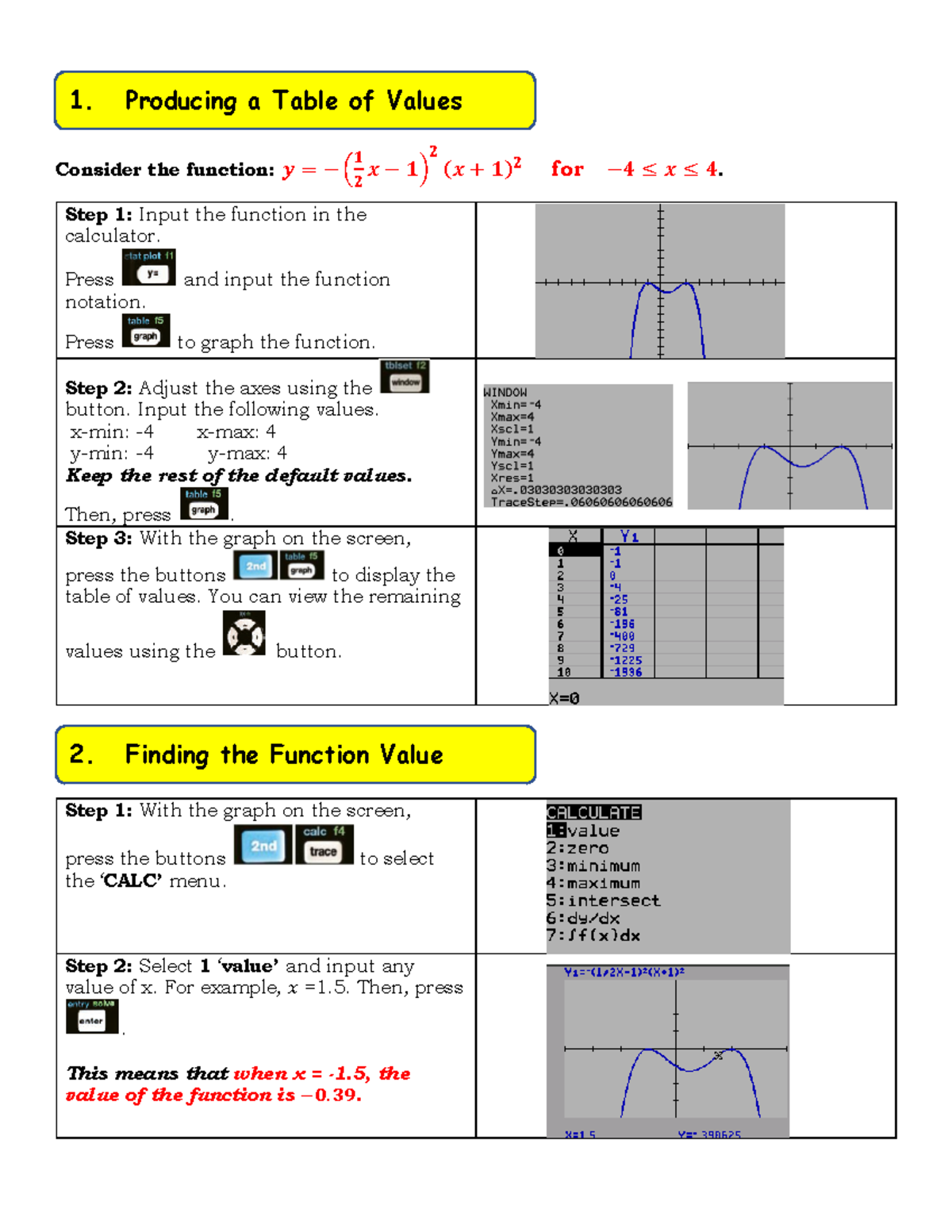 GDC Guide Sheets for Analyzing Functions and Graphing Techniques - Studocu