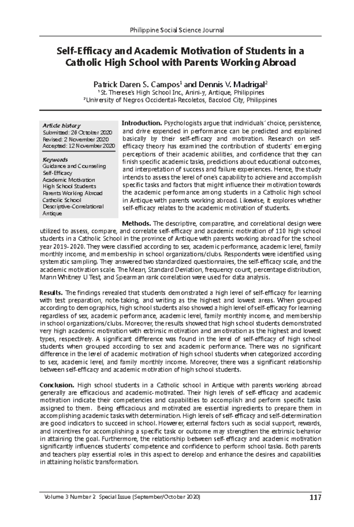 Academic Motivation of Students in Catholic High School: A Study on ...