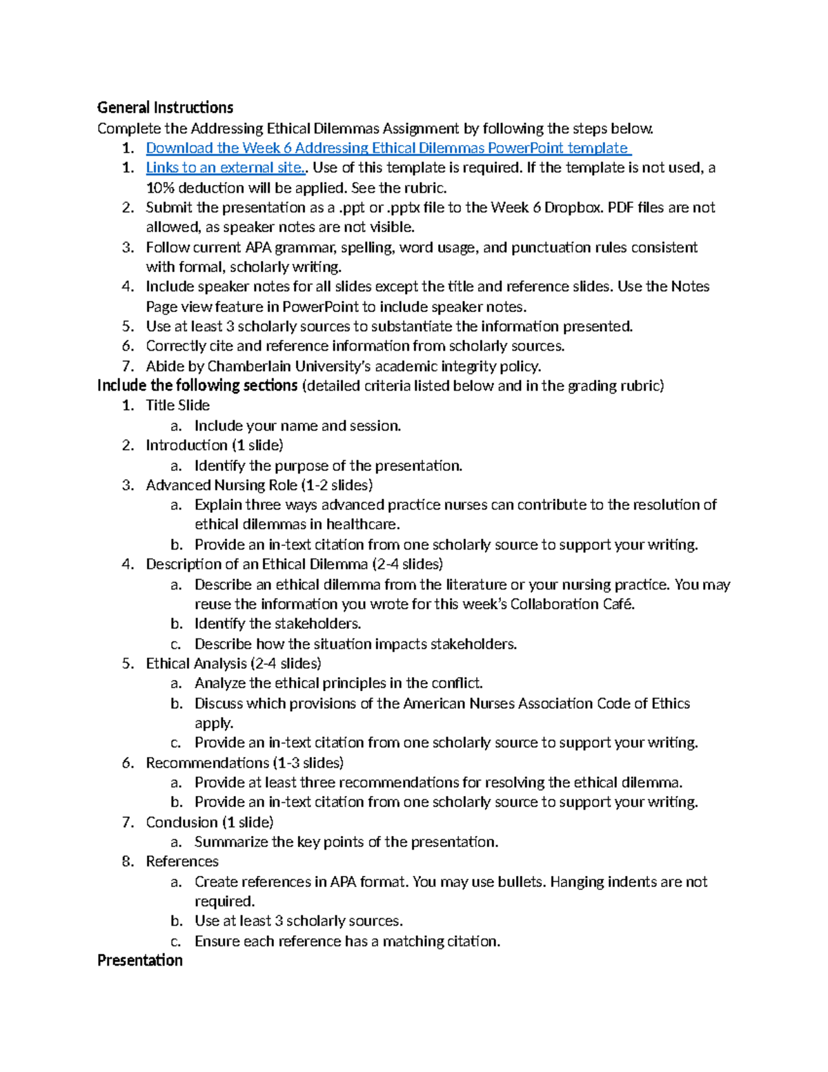 Week 6 PP Ethical Dilemmas Assignment: Instructions & Template Guide ...