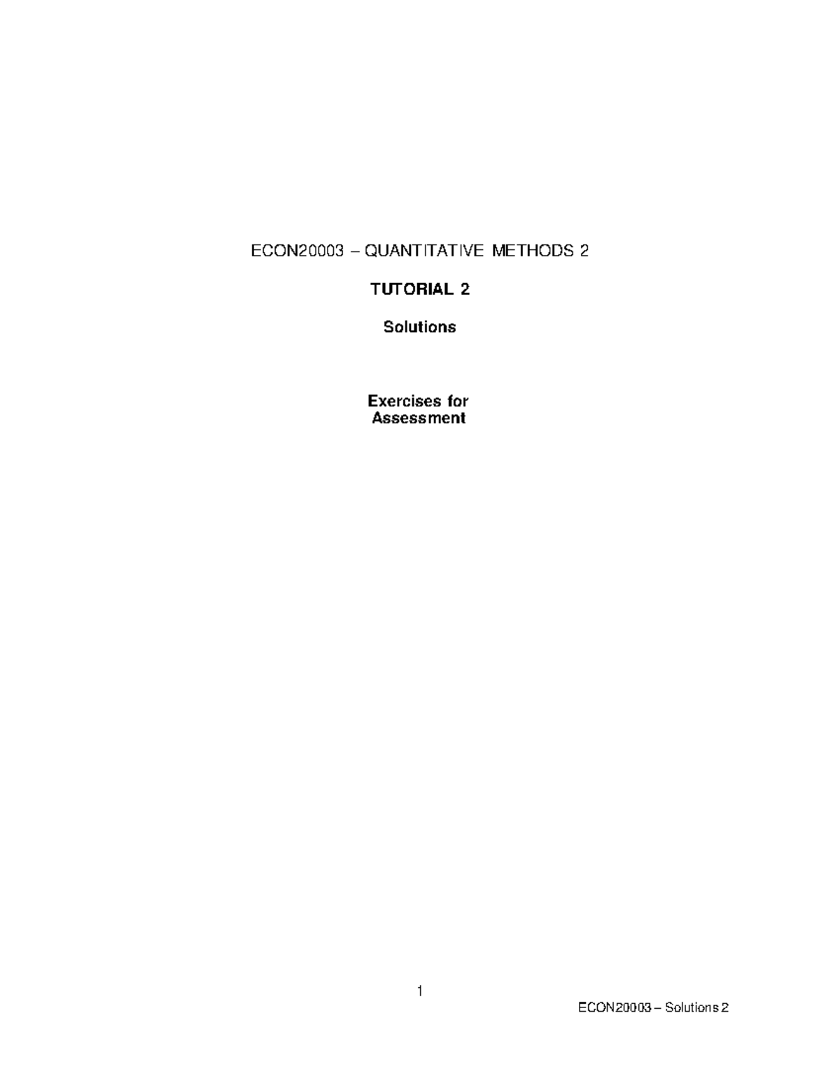 ECON2 0003 Tutorial 2 Solutions: International Visitor Analysis - Studocu
