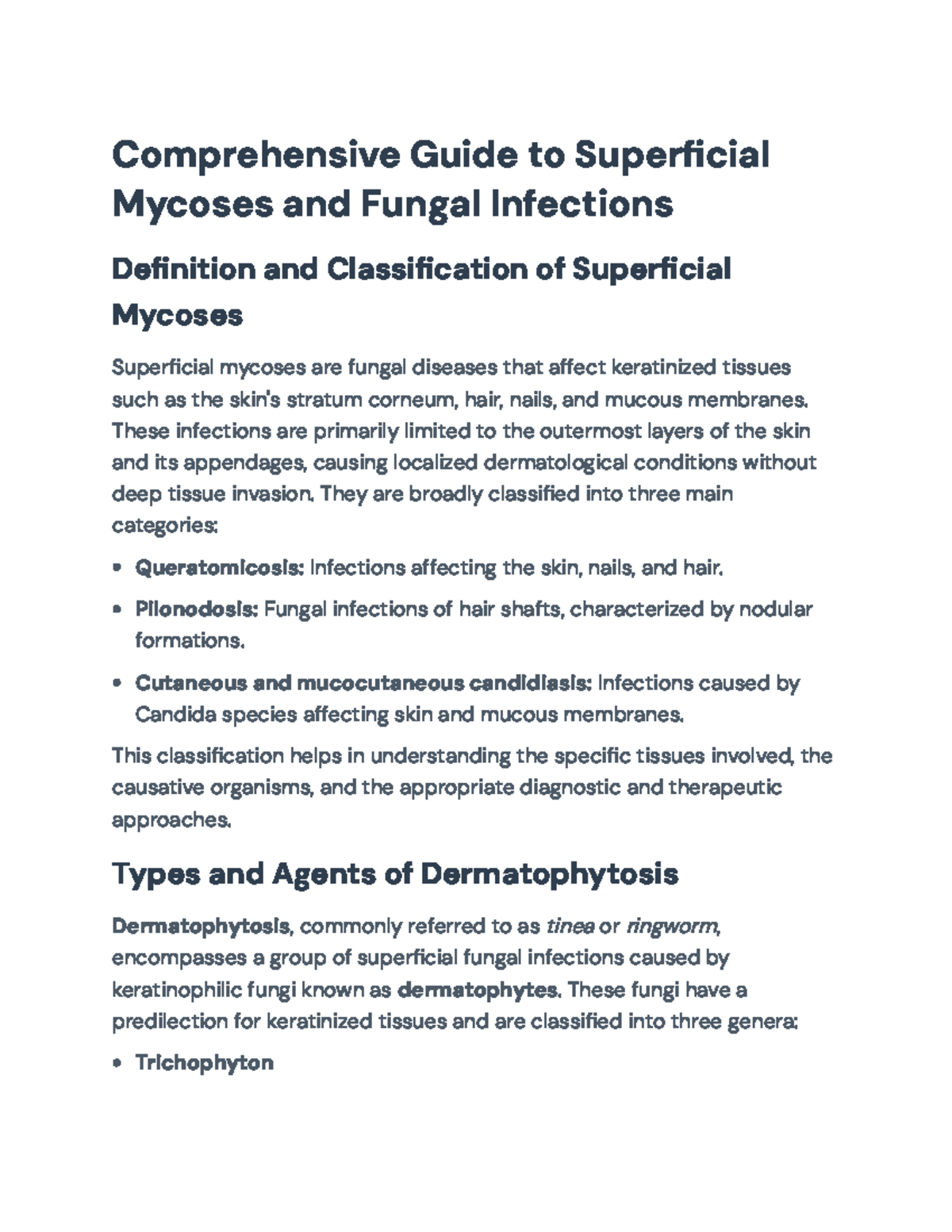 Comprehensive Study of Superficial Mycoses and Fungal Infections (BIO ...