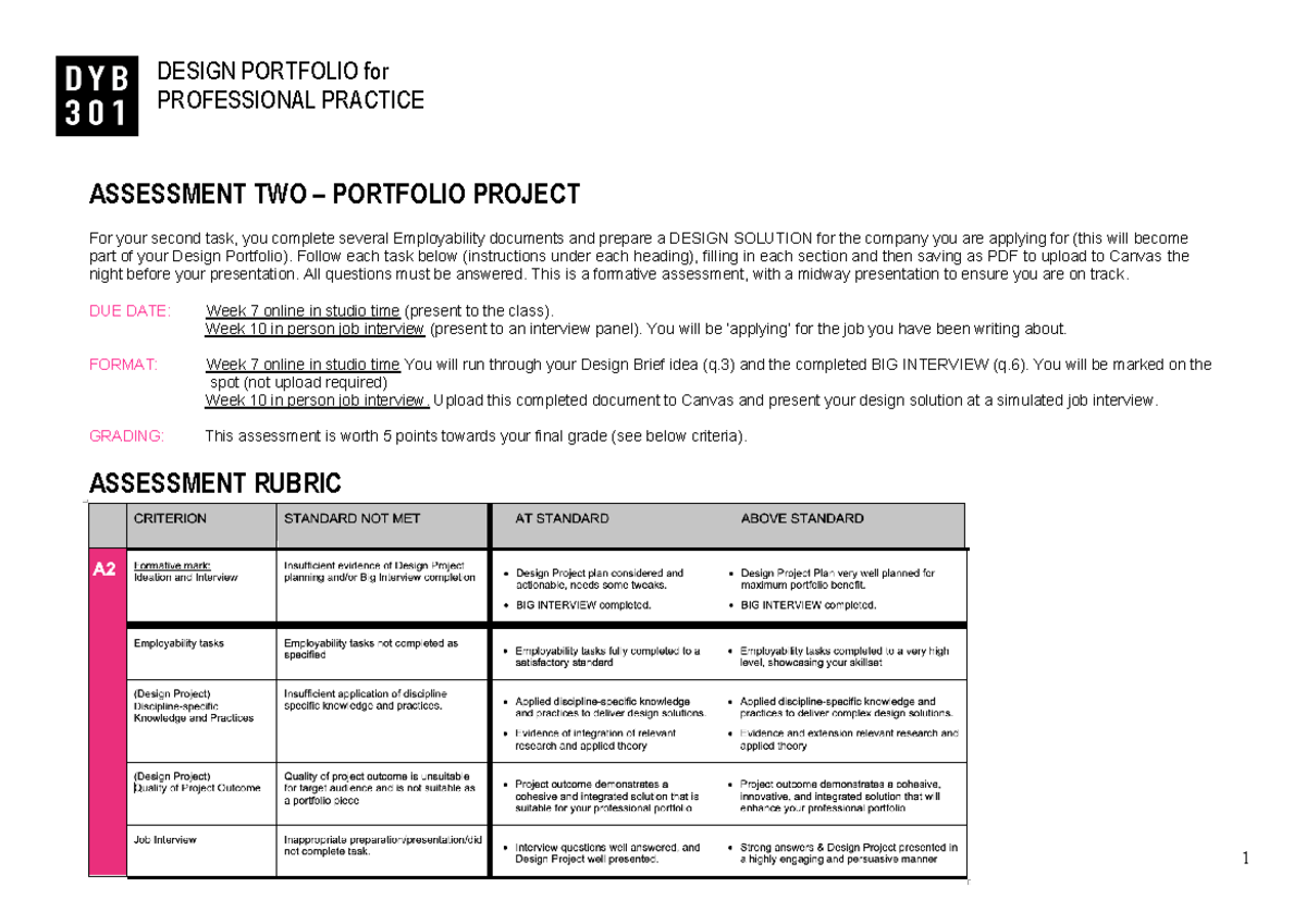 DYB301 A2 Portfolio Project-2 David Climo - DESIGN PORTFOLIO for ...