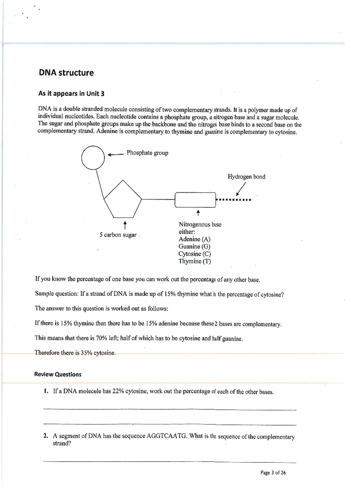 DNA Replication & Protein Synthesis Overview (Unit 3 & 4) - Studocu