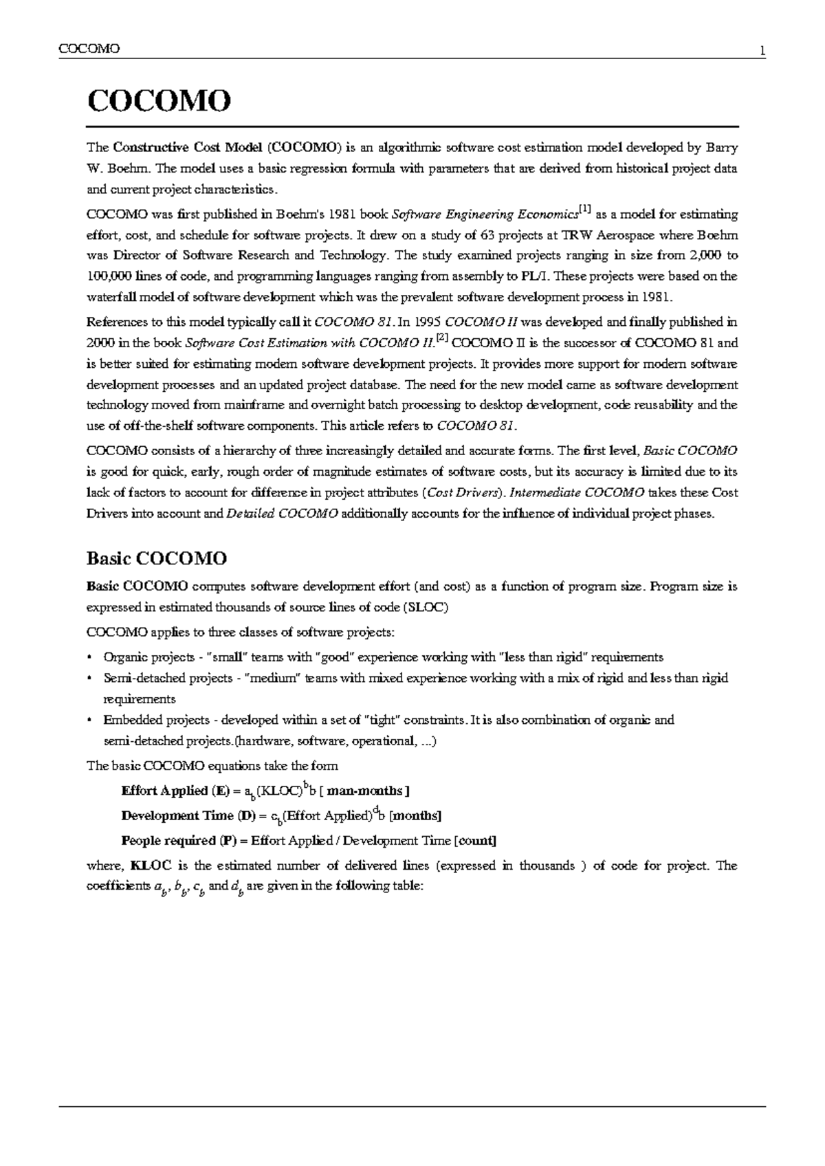 COCOMO 81: Overview and Detailed Explanation of Cost Models - Studocu