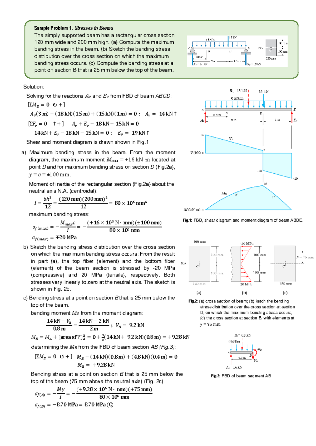 5. Stresses in Beams Problem Analysis and Solutions - Studocu