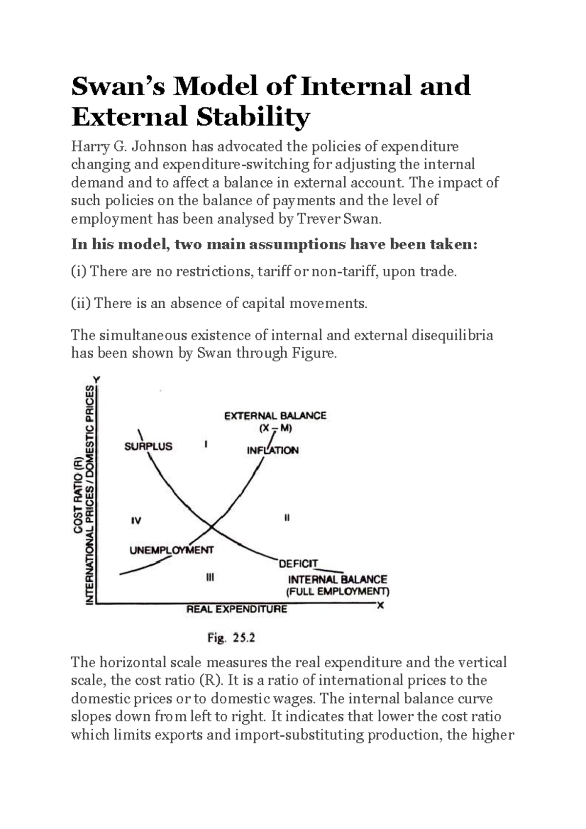 Swan Diagram: Internal & External Stability Model Analysis - Studocu