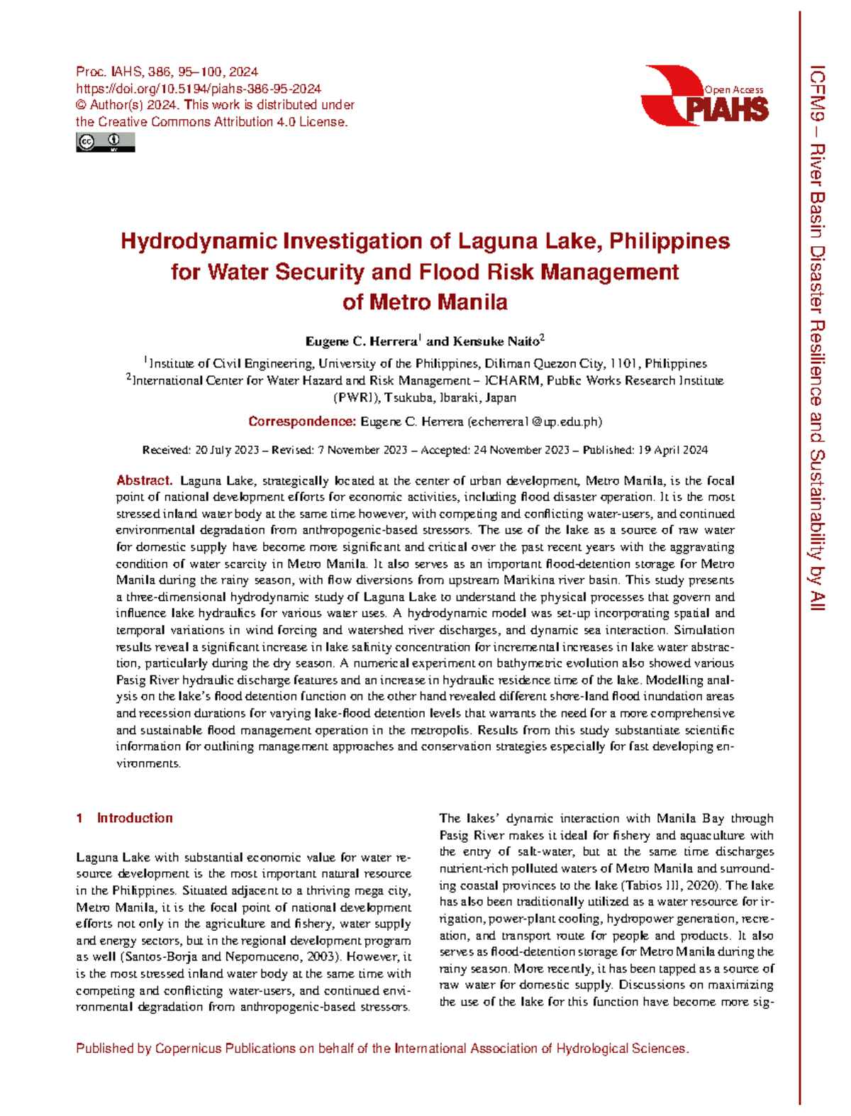 Hydrodynamic Study of Laguna Lake, Philippines for ICFM9 Conference ...