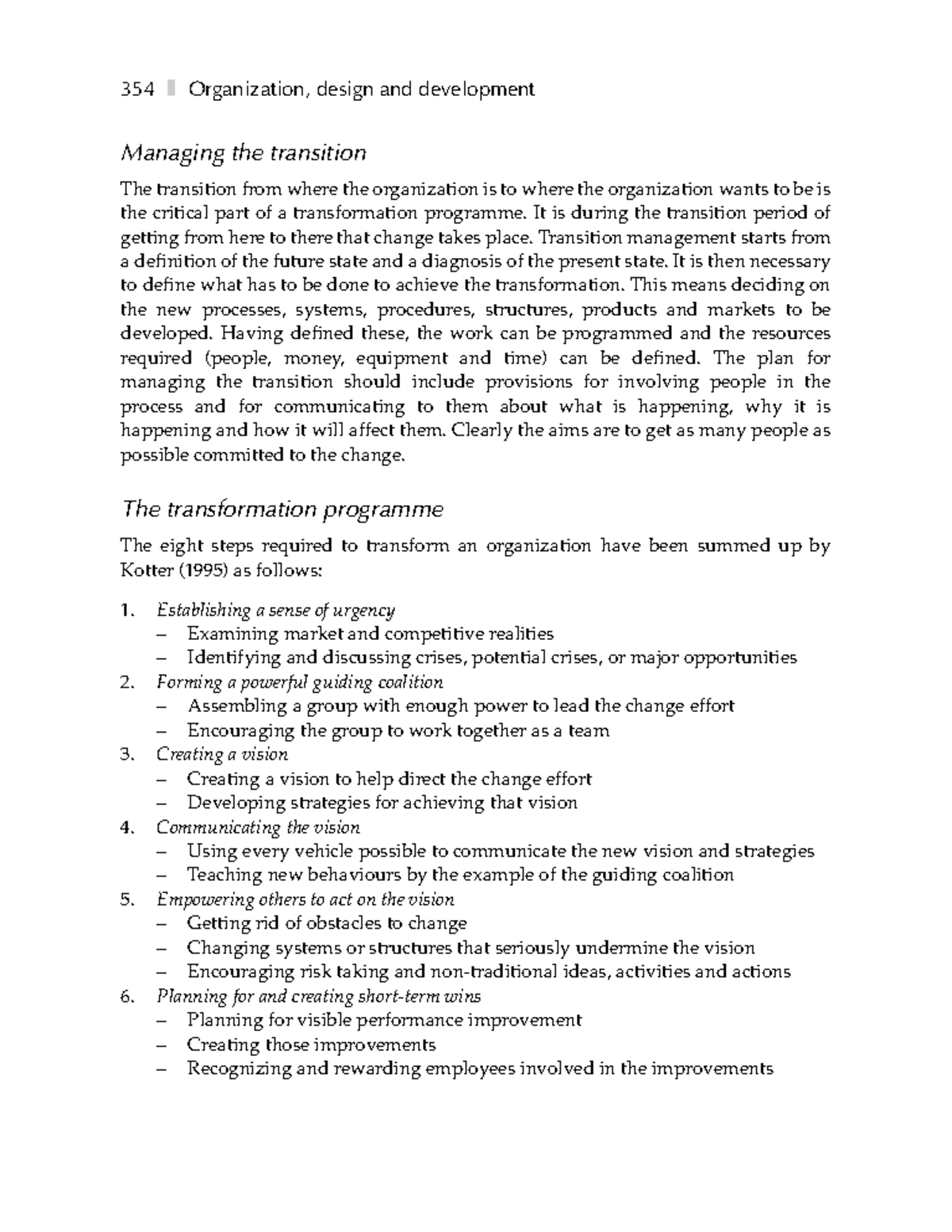 Human Resource Management - Managing the transition The transition from ...