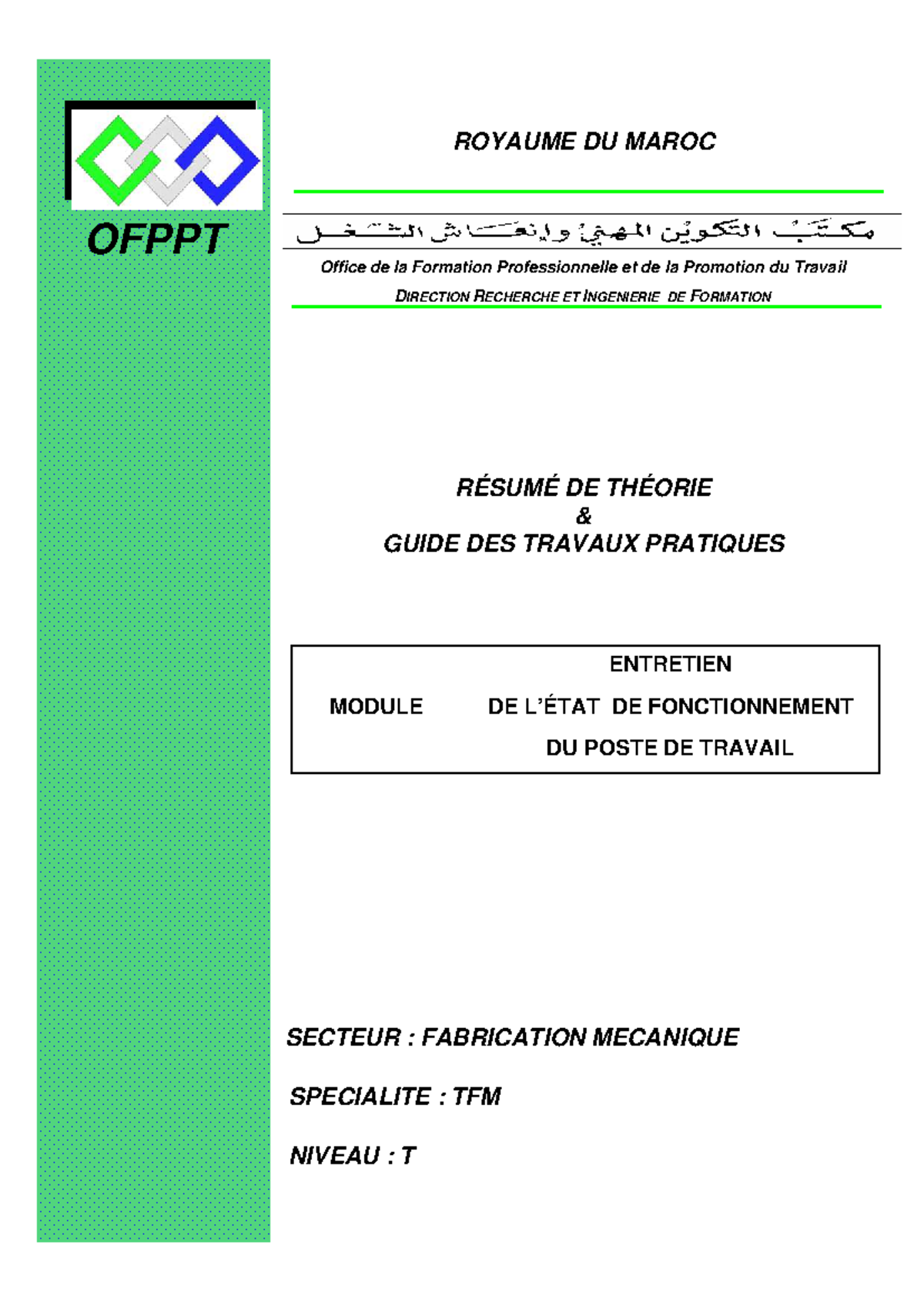 com_M27_Entretien_de_l_etat_de_fonctionnement_du_poste_de_travail - OFPPT ROYAUME DU MAROC ...