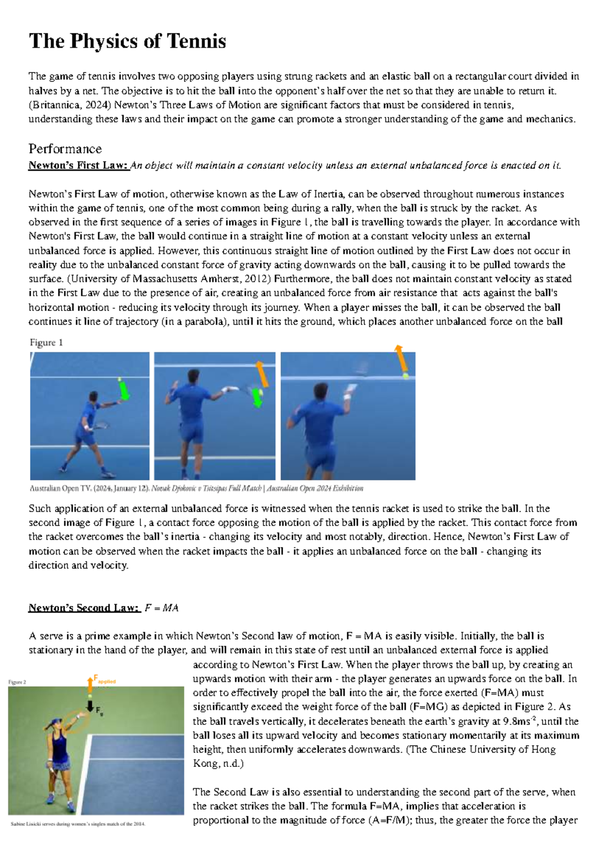 Physics of Tennis: Understanding Forces and Motion in the Game - Studocu