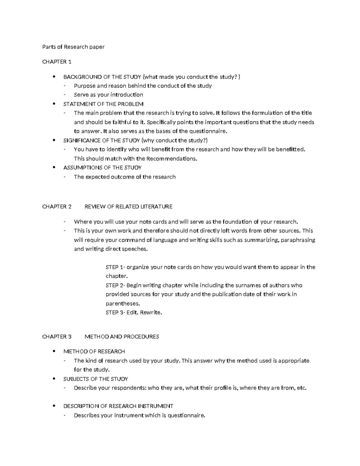 Parts of a Research Paper: Structure and Guidelines for Writing - Studocu