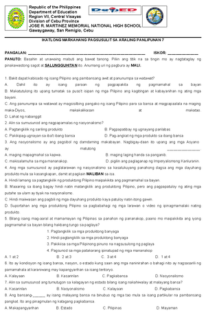 Q3 - ESP 9 - ESP 9 - Q3 - Republic of the Philippines Department of ...