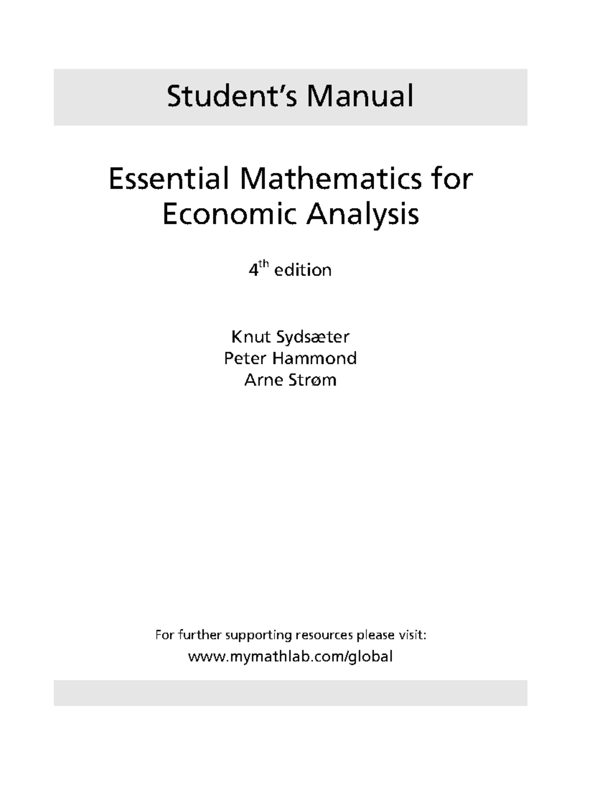 Essential Math for Economic Analysis Solutions Manual (4th Ed) - Studocu