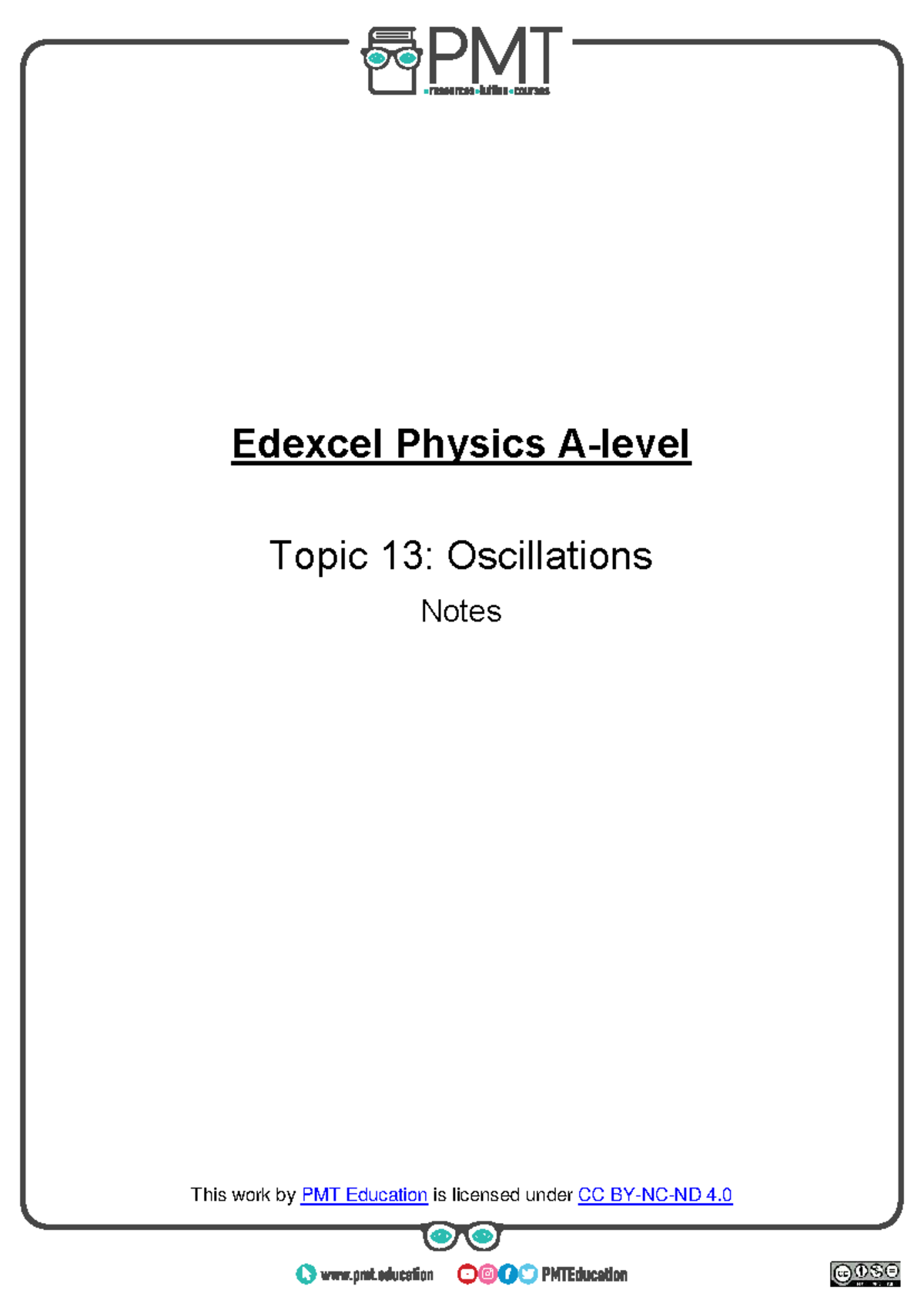 Edexcel Physics A-level: Topic 13 Oscillations Notes - Studocu