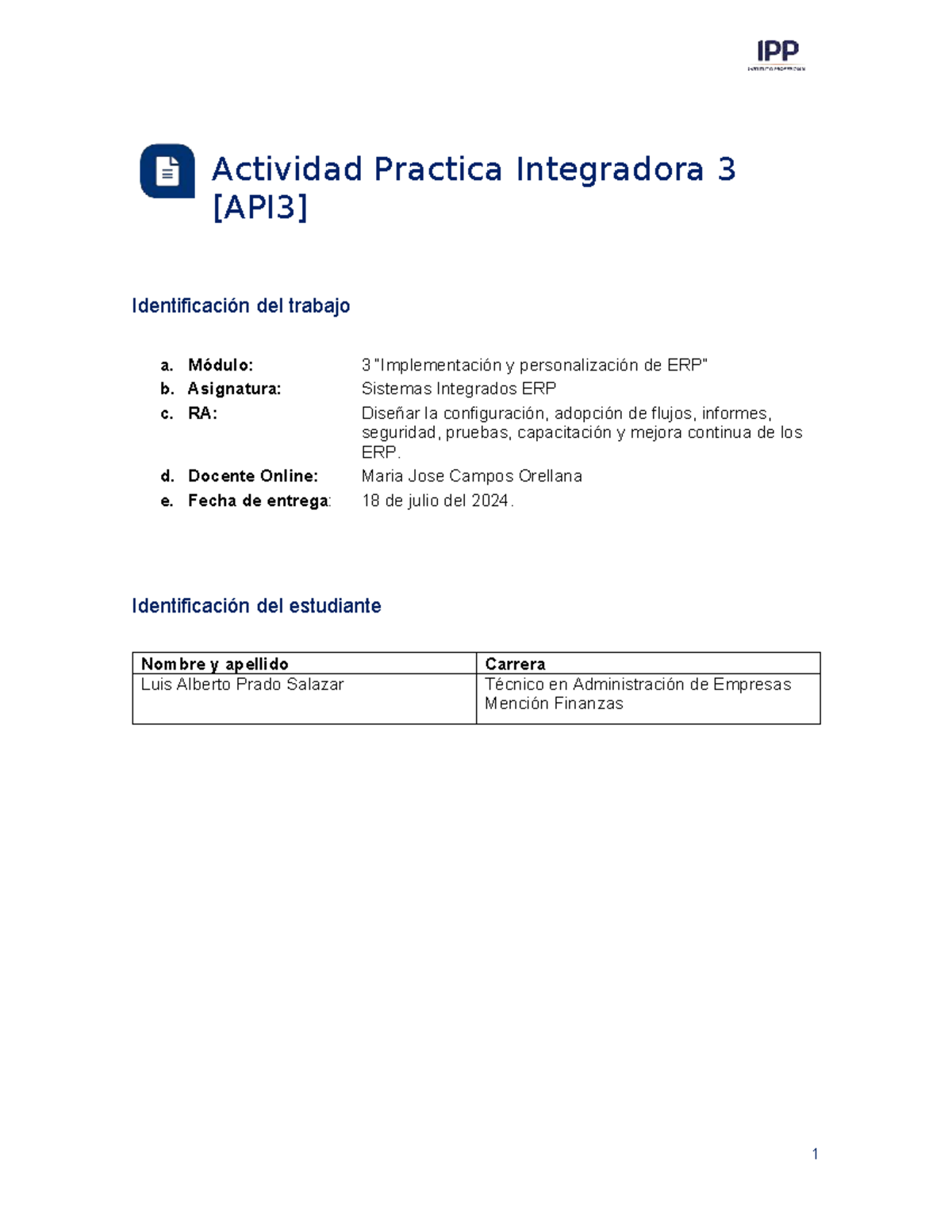 Actividad Práctica Integradora 3: Implementación de ERP en Maderas PPJR ...
