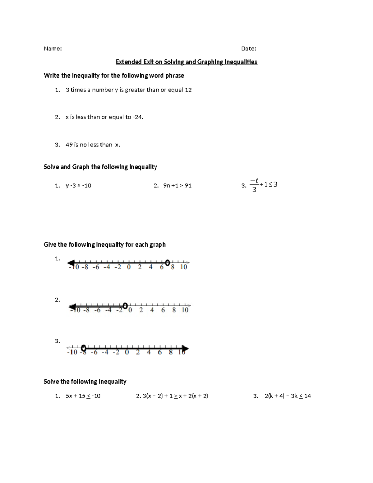 Extended Exit Slip on Unit 2 Quiz - Name: Date: Extended Exit on ...